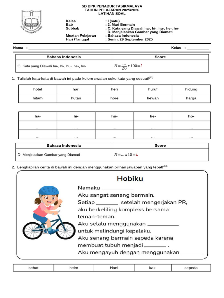 Latihan Soal Bahasa Indonesia Bab 2 Subbab C & D | PDF
