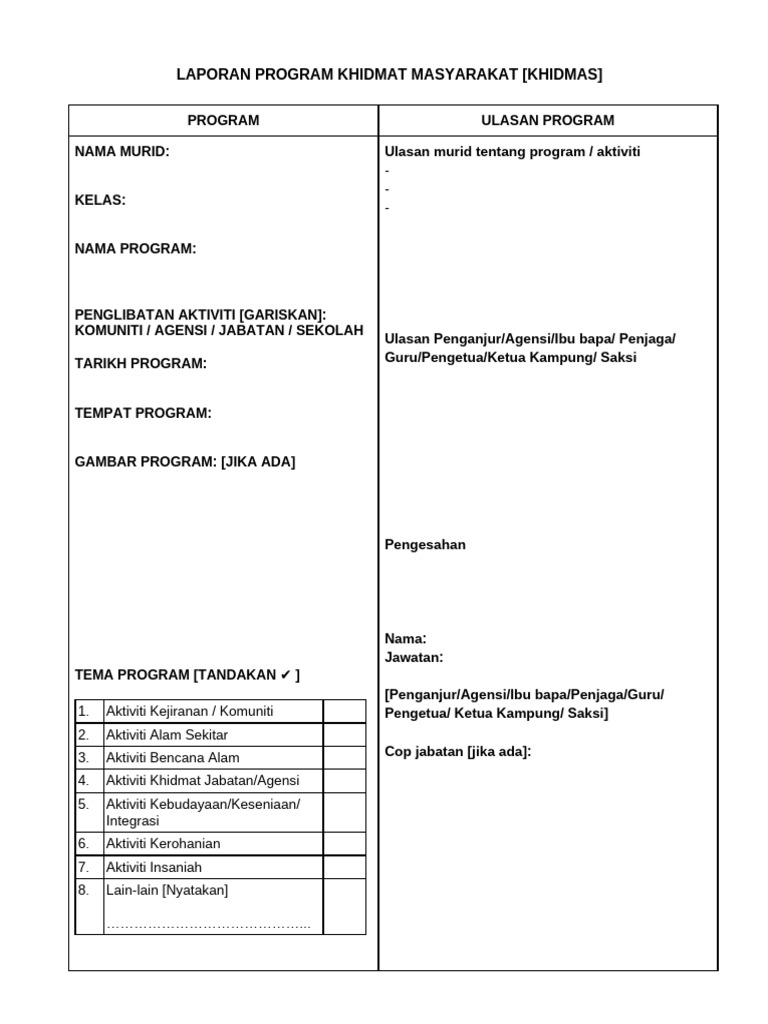 Template Khidmat Masyarakat | PDF