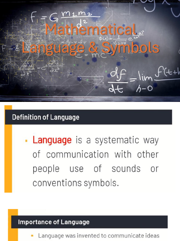 Mathematical Language Symbols | PDF