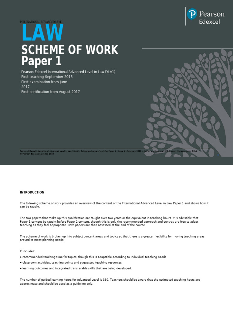 Edexcel IAL Law Paper 1 Scheme of Work | PDF | Alternative Dispute ...