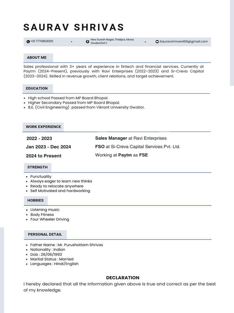 Saurav Resume 1 | PDF
