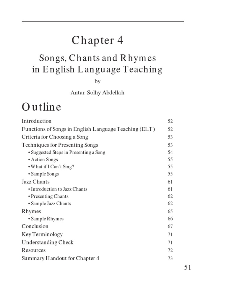 Songs - Chants - Rhymes in ELT | PDF | Refrain | Singing