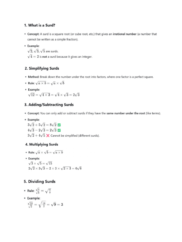 Rules For Surds | PDF