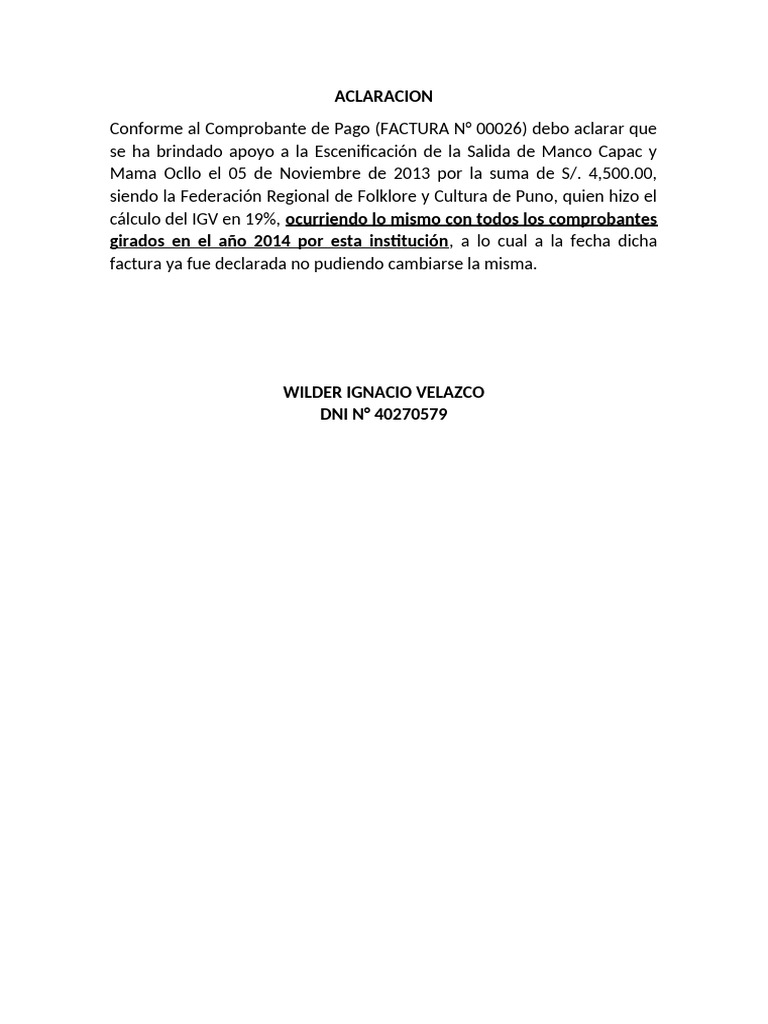 ACLARACION | PDF