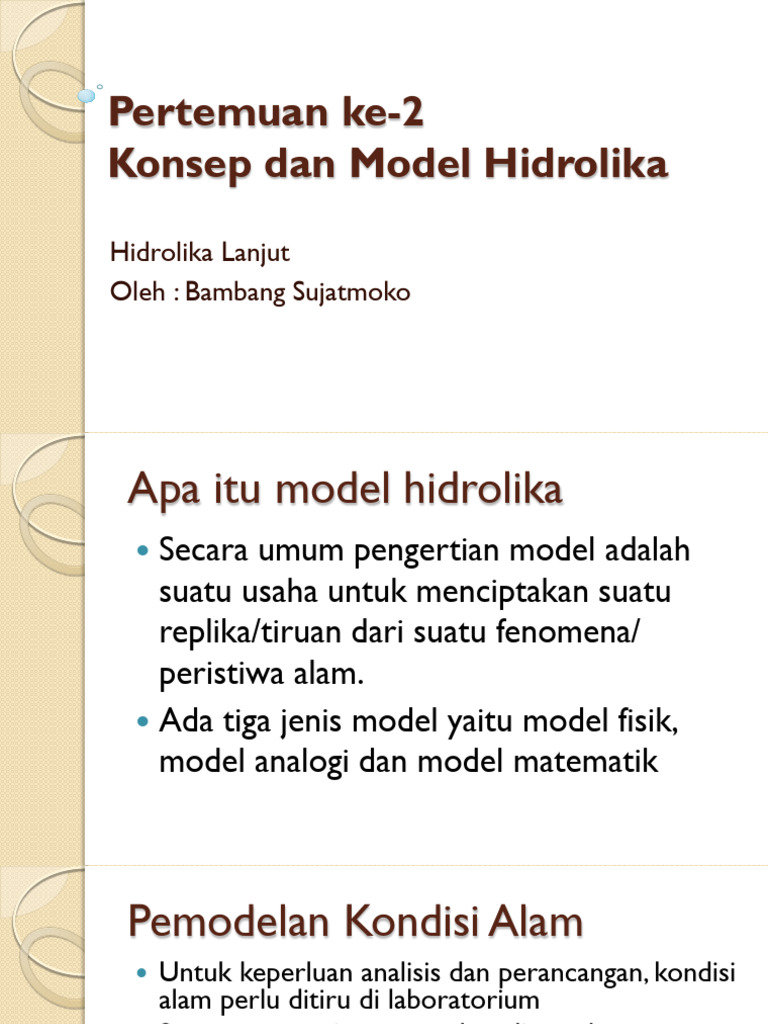 Pertemuan Ke-2 Konsep Dan Model Hidrolika | PDF