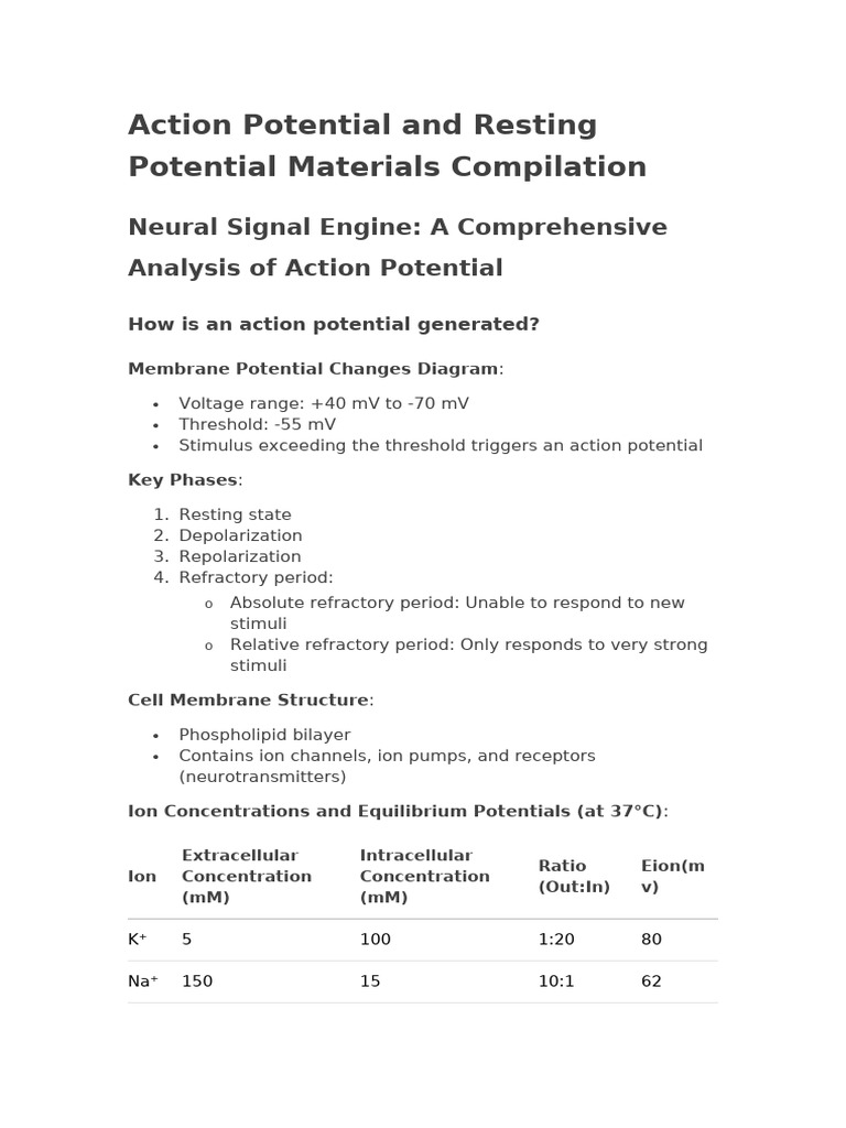 Resting Potential & Action Potential | PDF | Action Potential ...