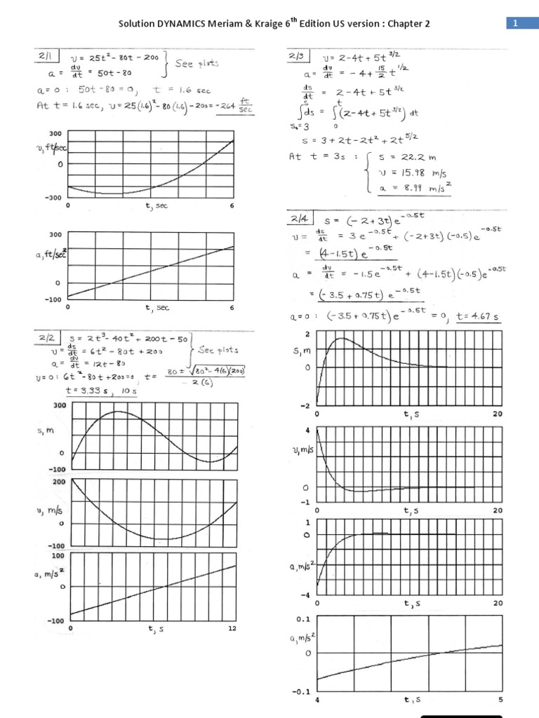 Dynamics Meriam 6th Edition Chapter02 Solution | PDF