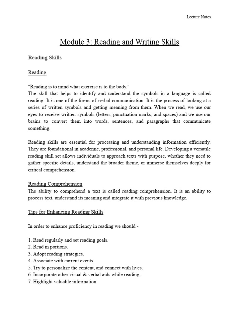 Reading and Writing Skills Overview | PDF | Planets | Reading Comprehension