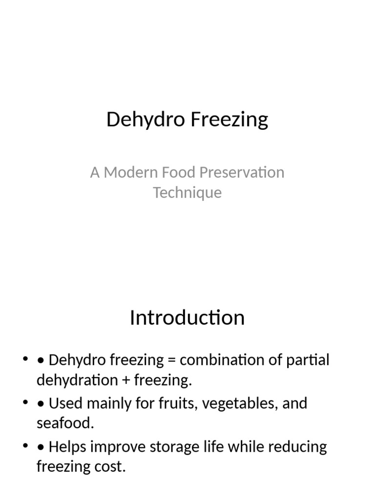 Dehydro Freezing: Efficient Food Preservation | PDF