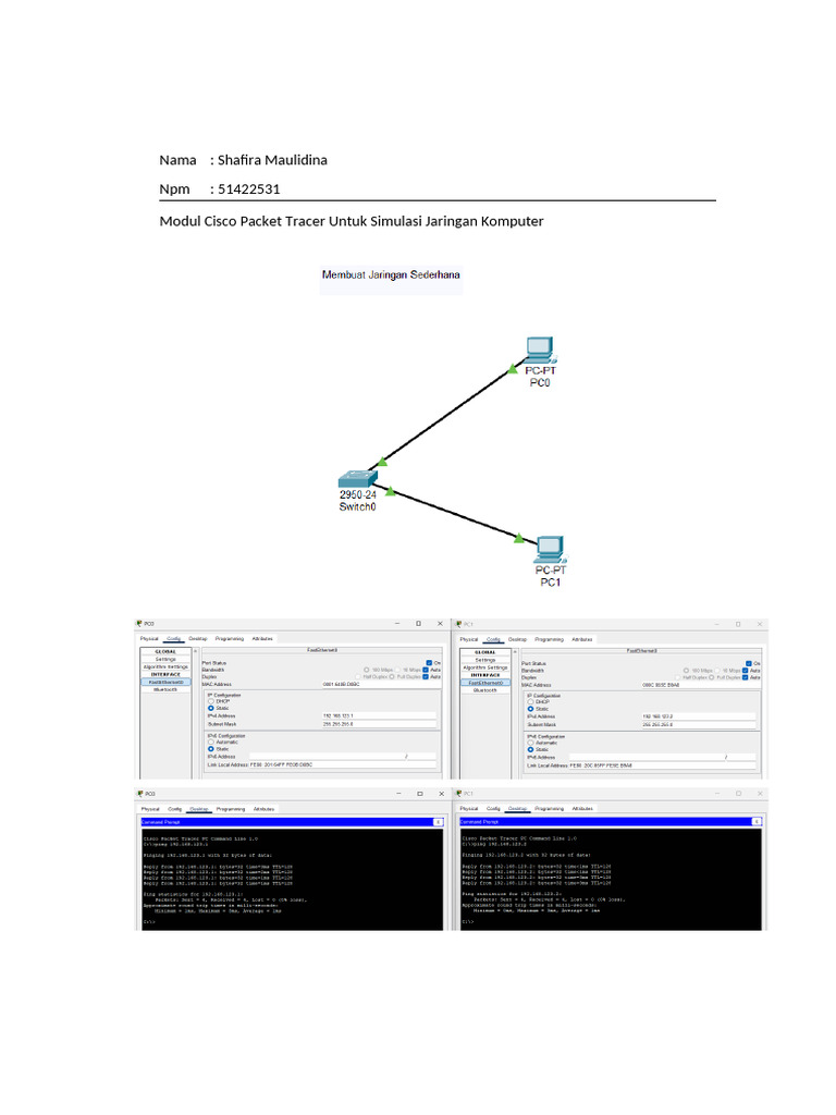 Modul Cisco Packet Tracer Untuk Simulasi Jaringan Komputer | PDF