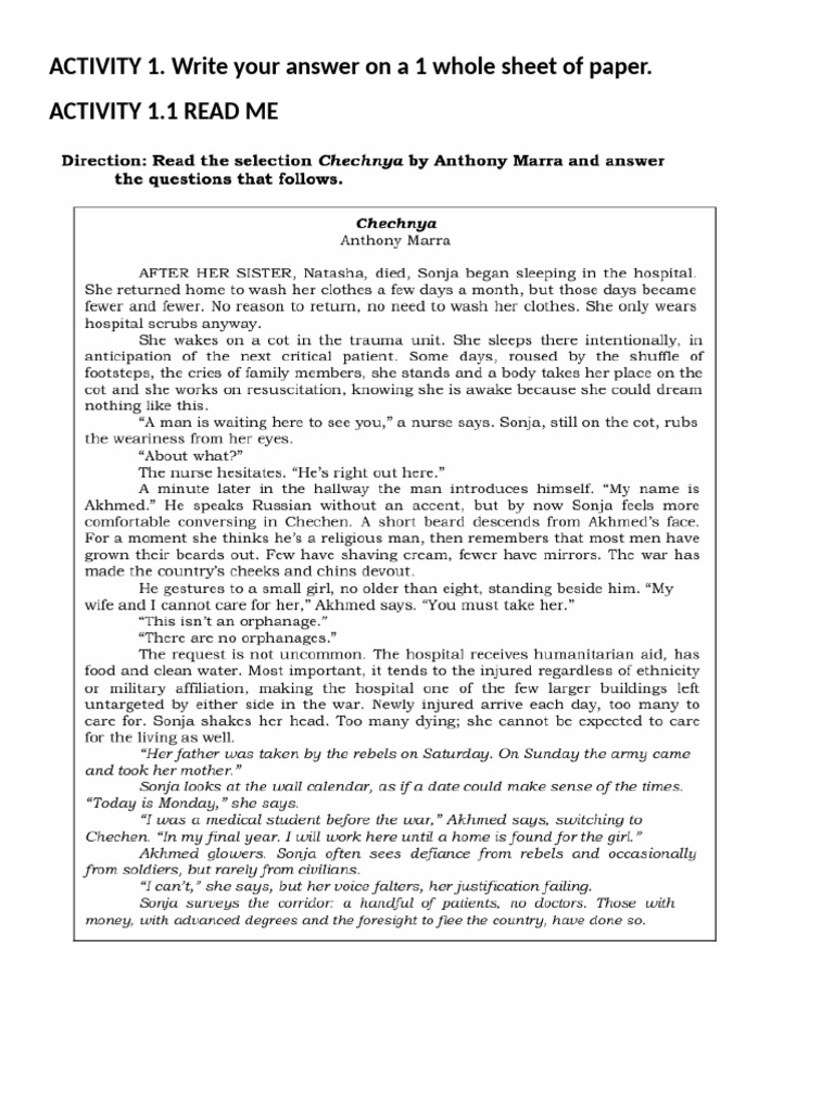 2nd Quarter Lesson 6 ACTIVITY 1 | PDF