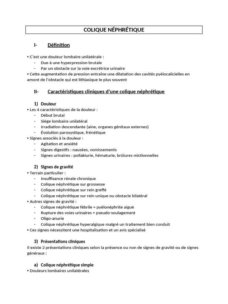 Comprendre la colique néphrétique | PDF | Spécialités médicales ...