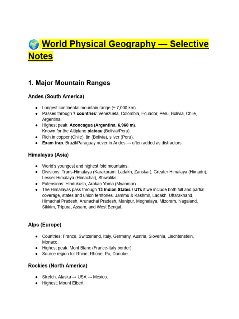 Major Physical Geography Features | PDF | Mediterranean Sea | Nile
