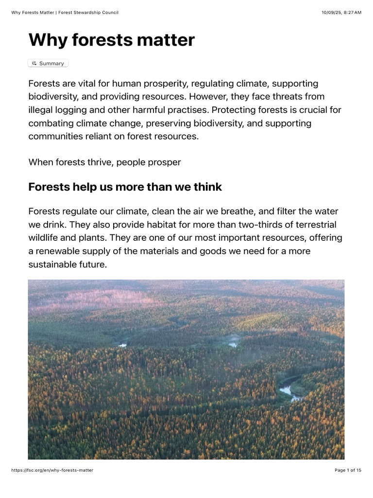 Why Forests Matter Forest Stewardship Council | PDF | Forests | Ecosystem