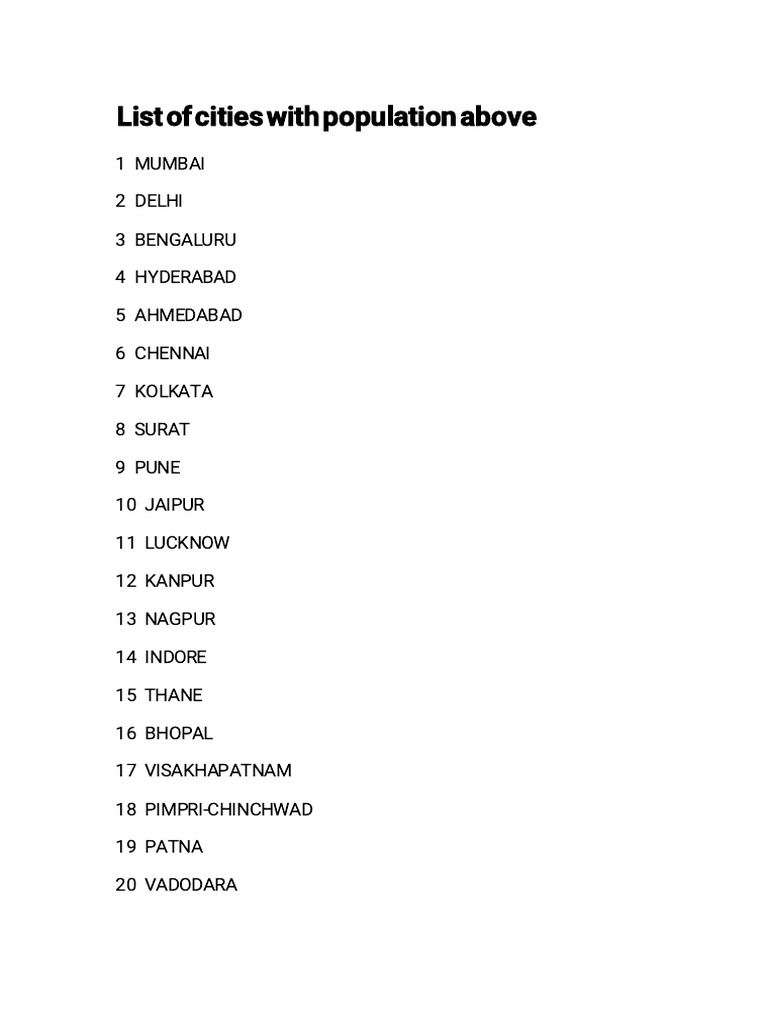 Cities with Populations Over 100K | PDF