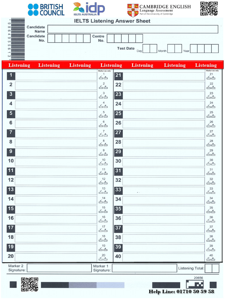 Listening Answer Sheet EWSS | PDF