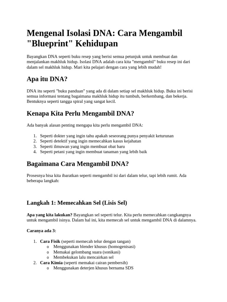 Isolasi DNA: Proses dan Manfaatnya | PDF