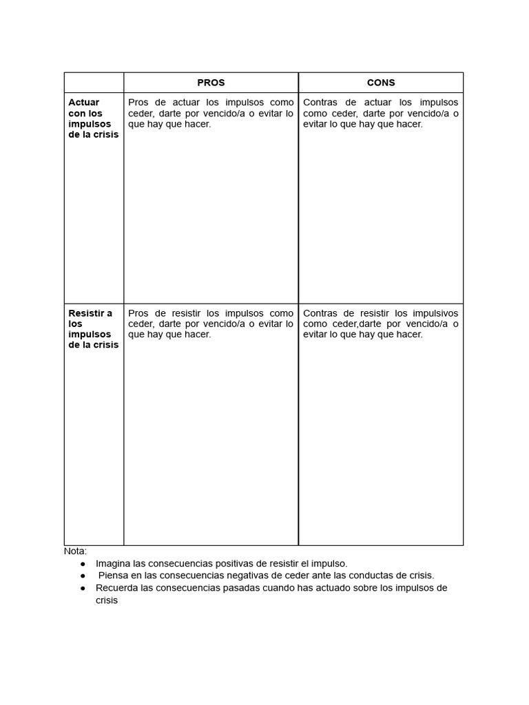 Ficha de Trabajo Pros y Contras | PDF