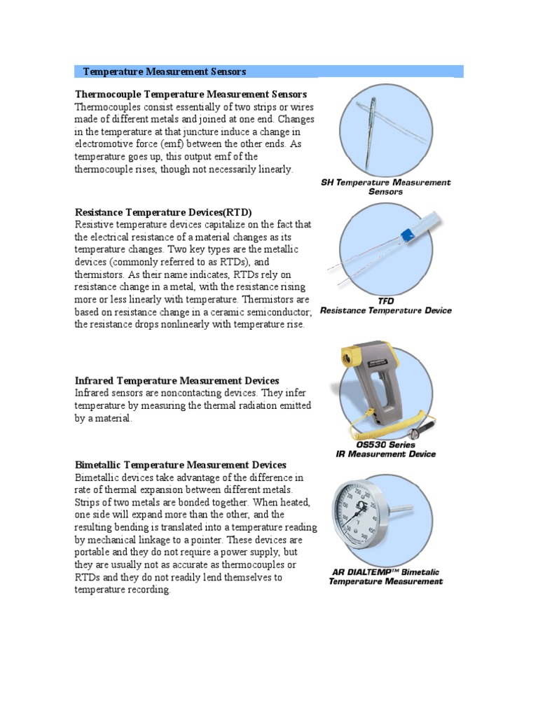 Temperature Measurement Sensors | Download Free PDF | Thermocouple ...