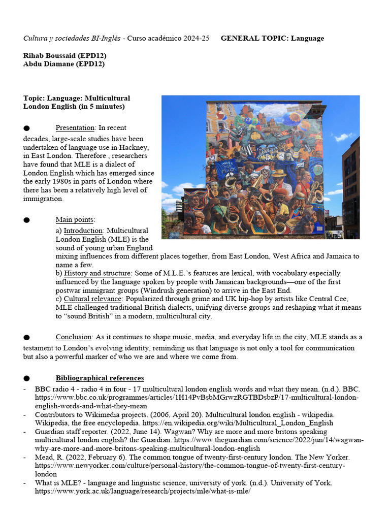 Outline London Slang Rihab&Abdu | PDF | Linguistics | Sociolinguistics
