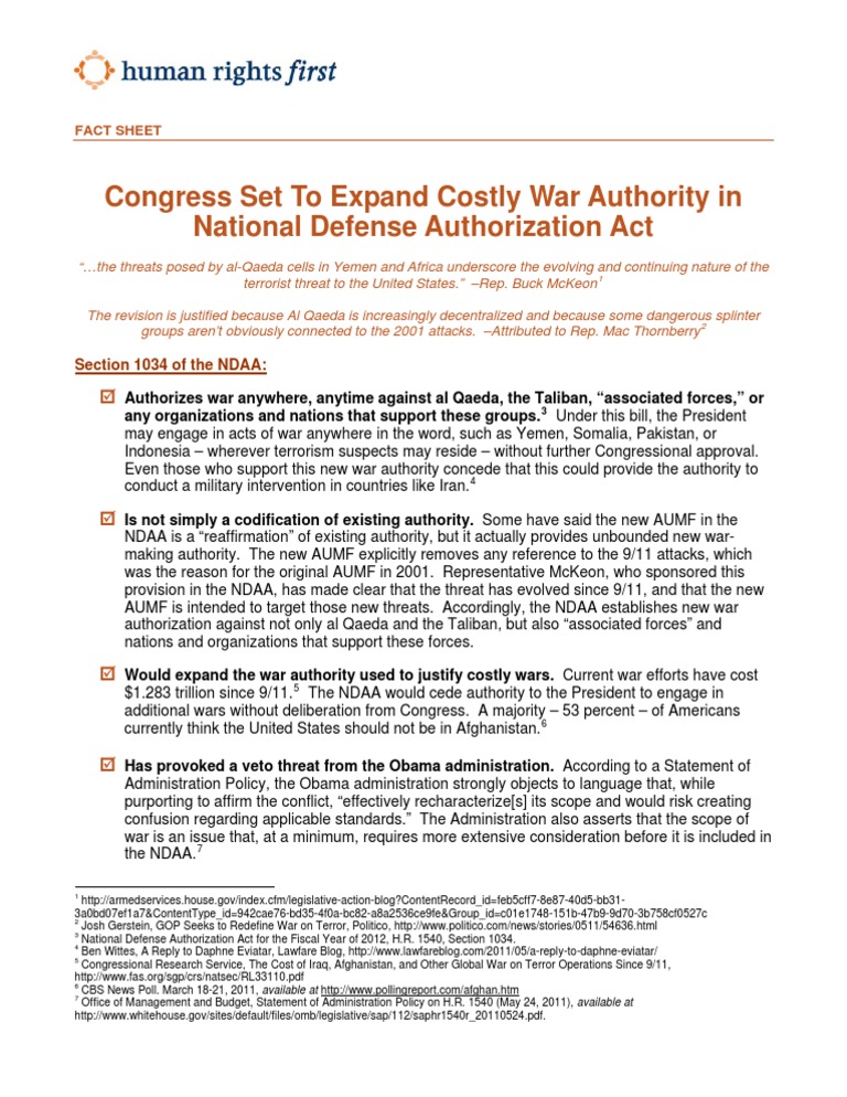 NDAA Fact Sheet | PDF | Al Qaeda | World Politics