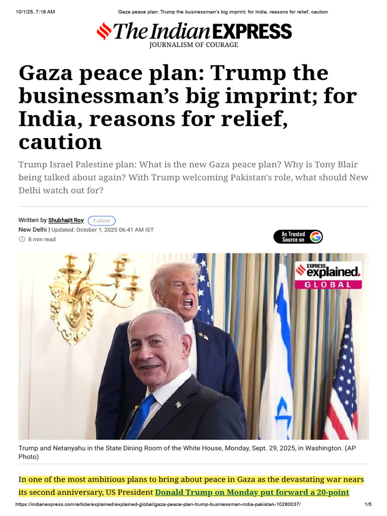Donald Trump's 20-Point Gaza Peace Plan | PDF | Gaza Strip | Hamas