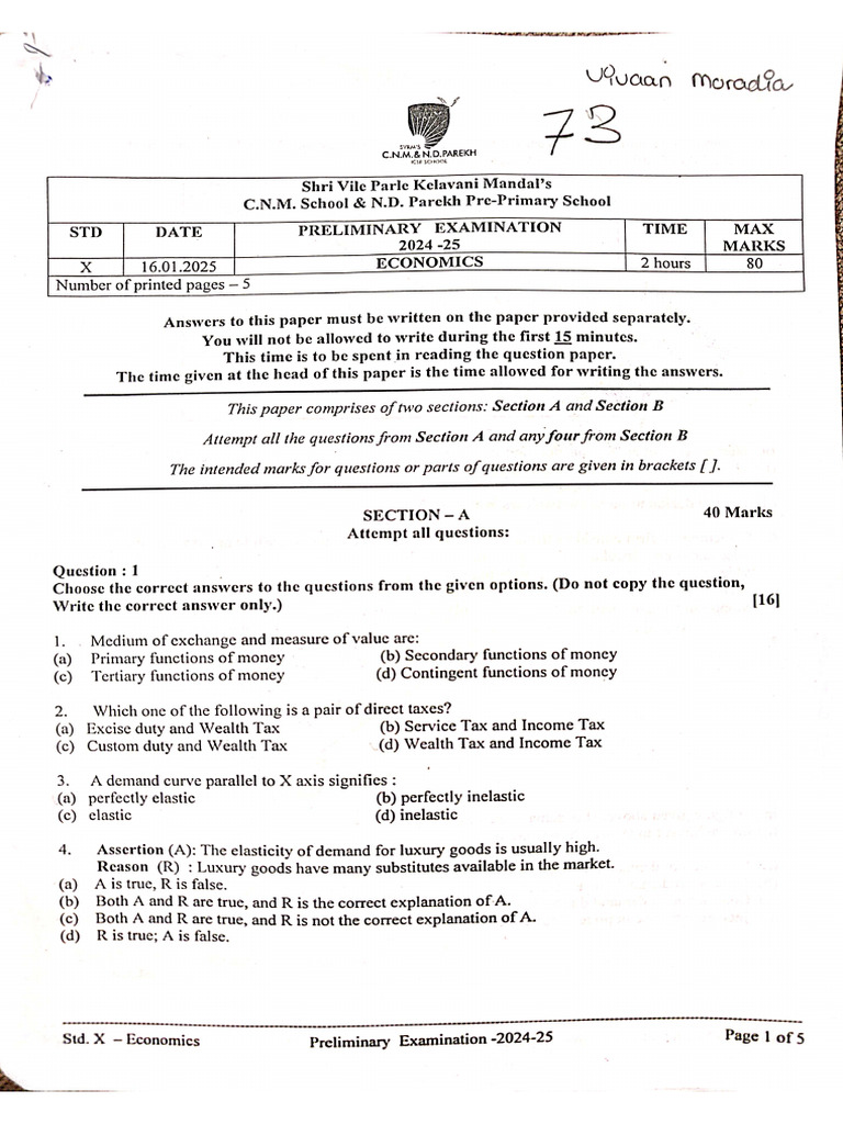24-25 X Economics CNMSPDF | PDF