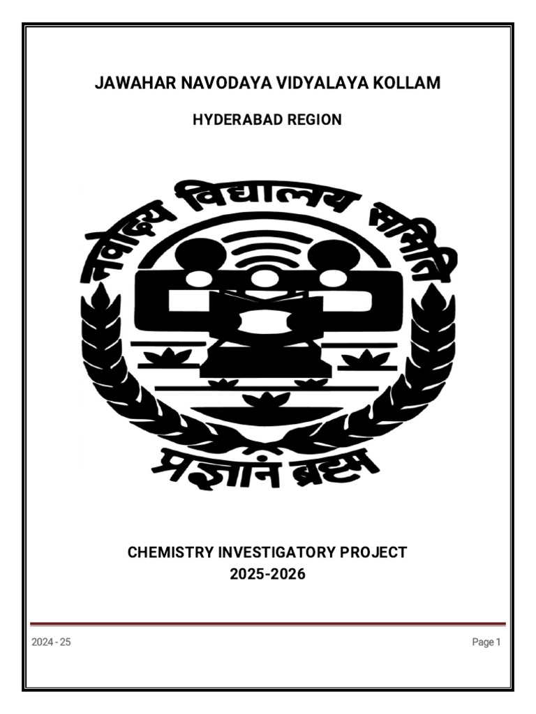 Chemistry Investigatory Project Class 12 | PDF | Nitric Acid | Chemical Elements
