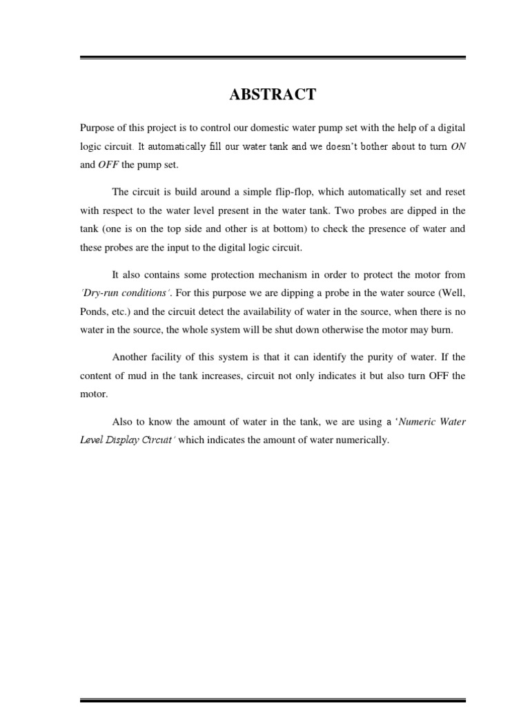 Automated Water Tank Electronics Final Year Project Report | PDF ...