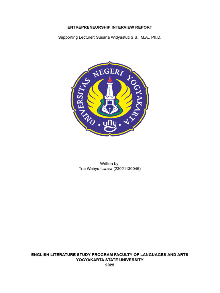 Tria Wahyu Icwara - 046 - Entrepreneurship Interview Report | PDF ...