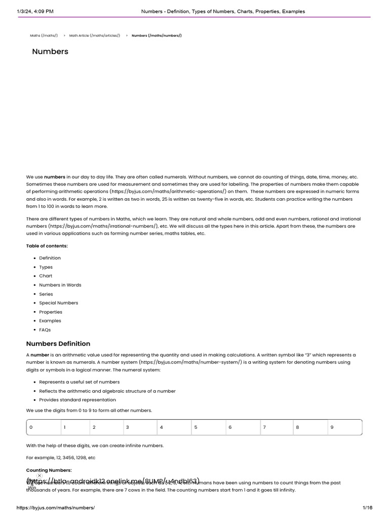 Numbers - Definition, Types of Numbers, Charts, Properties, Examples ...