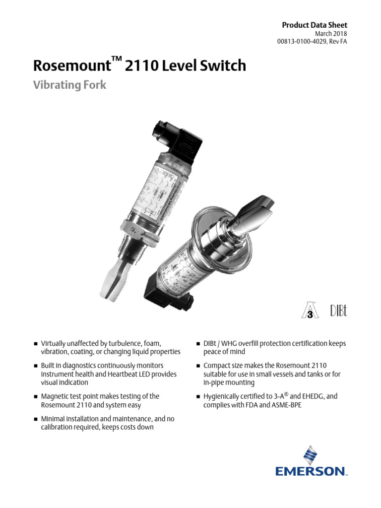 Rosemount 2110 Level Switch Overview | PDF | Switch | Instrumentation