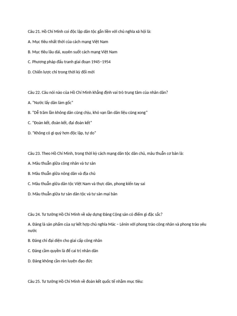 10 Cau TN TTHCM (p3) | PDF