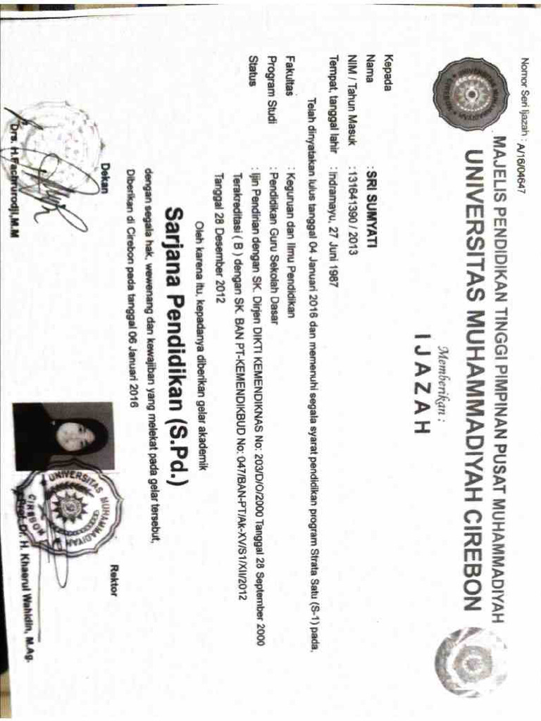 Ijazah S1 Sri Sumyati - 11zon | PDF