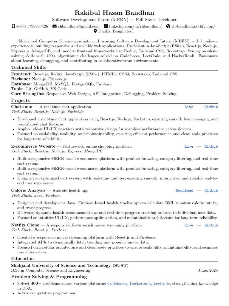 Resume - Software Development Intern (MERN) - ATI Limited | PDF | Software Development ...