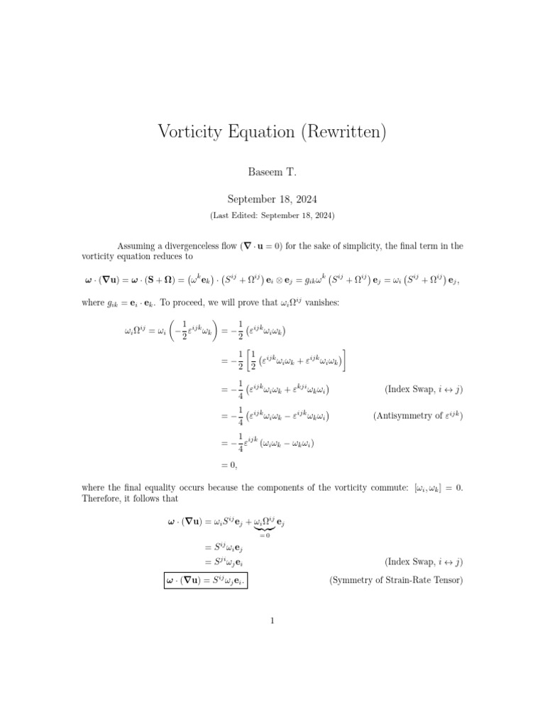 Vorticity Equation (Rewritten) | PDF | Mechanics | Mathematical Analysis