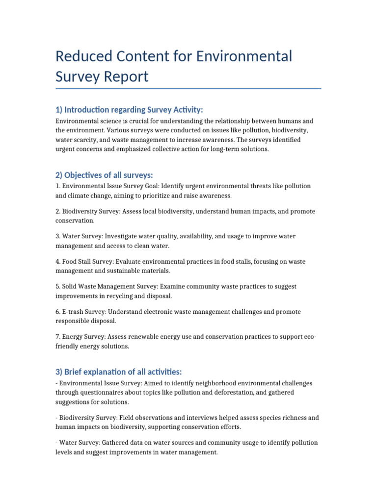 Environmental Survey Insights and Goals | PDF | Waste Management | Waste