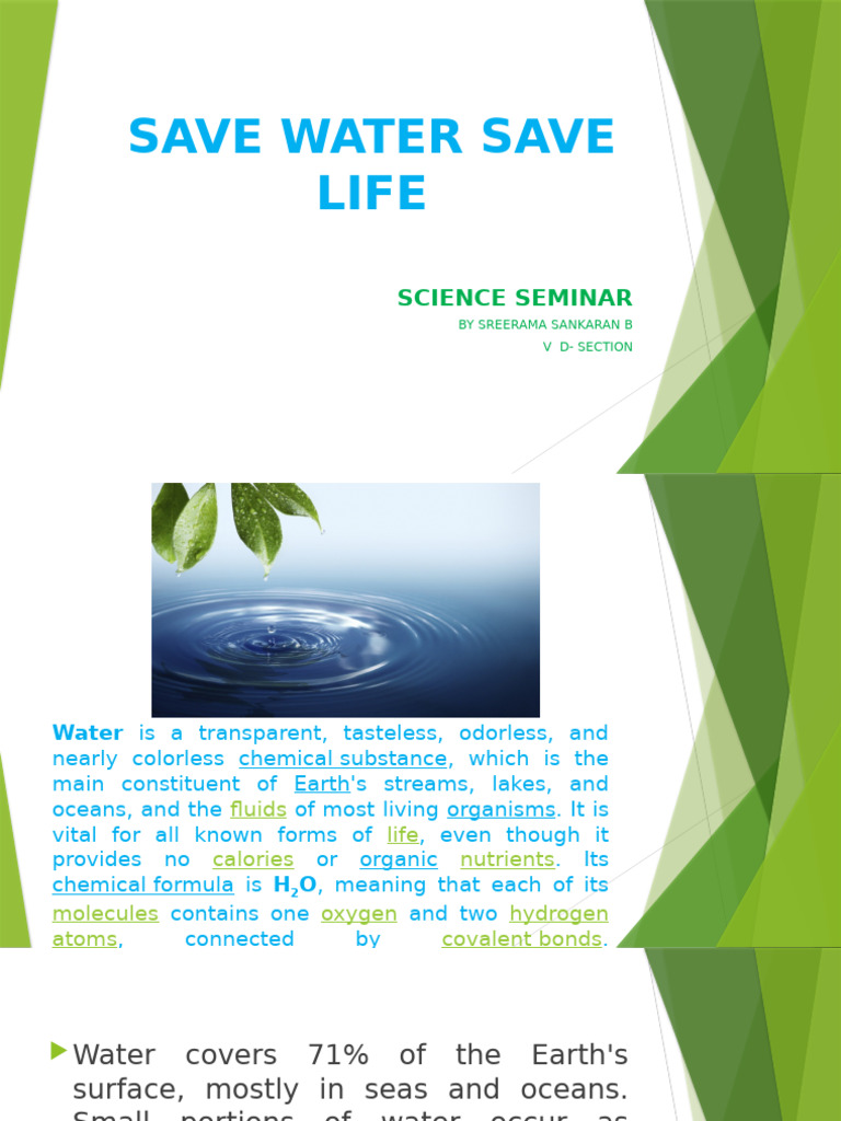 Save Water Save Life | PDF | Water | Chemical Polarity