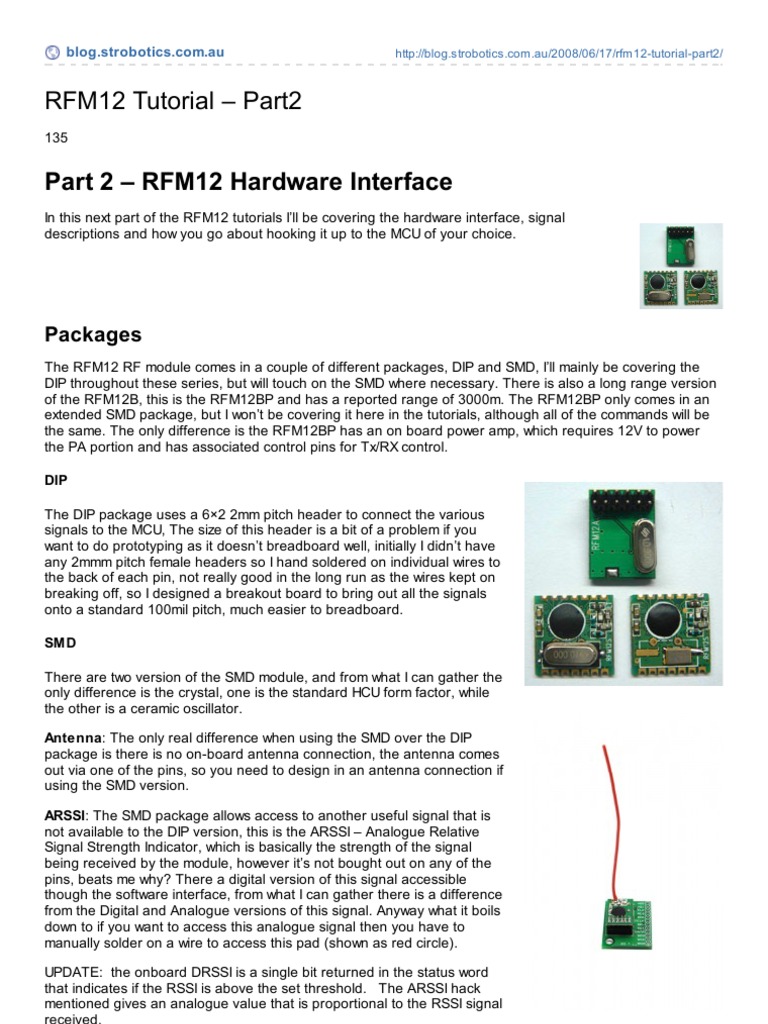Part 2 - RFM12 Hardware Interface | PDF | Microcontroller | Antenna (Radio)
