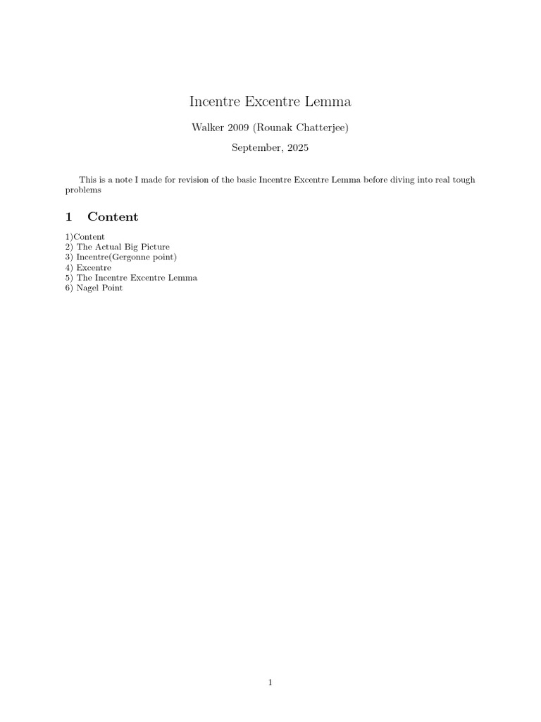 Incentre Excentre Lemma | PDF | Classical Geometry | Euclid