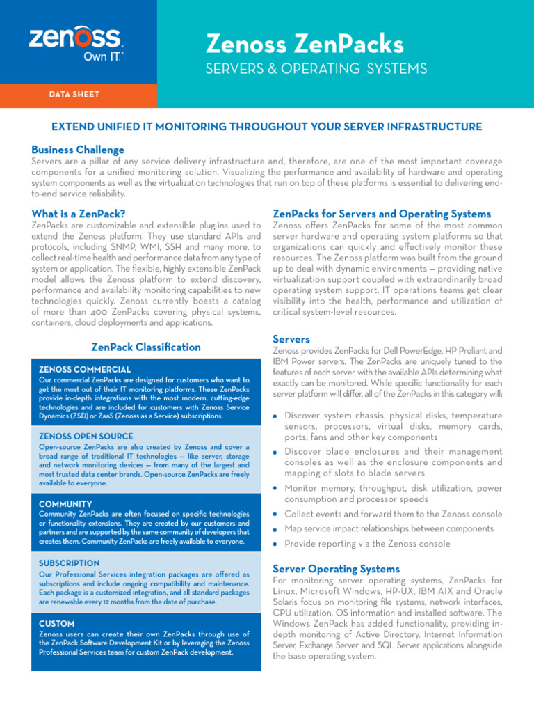 Zenoss Zenpacks Servers and Operating Systems Ds | PDF | Server ...