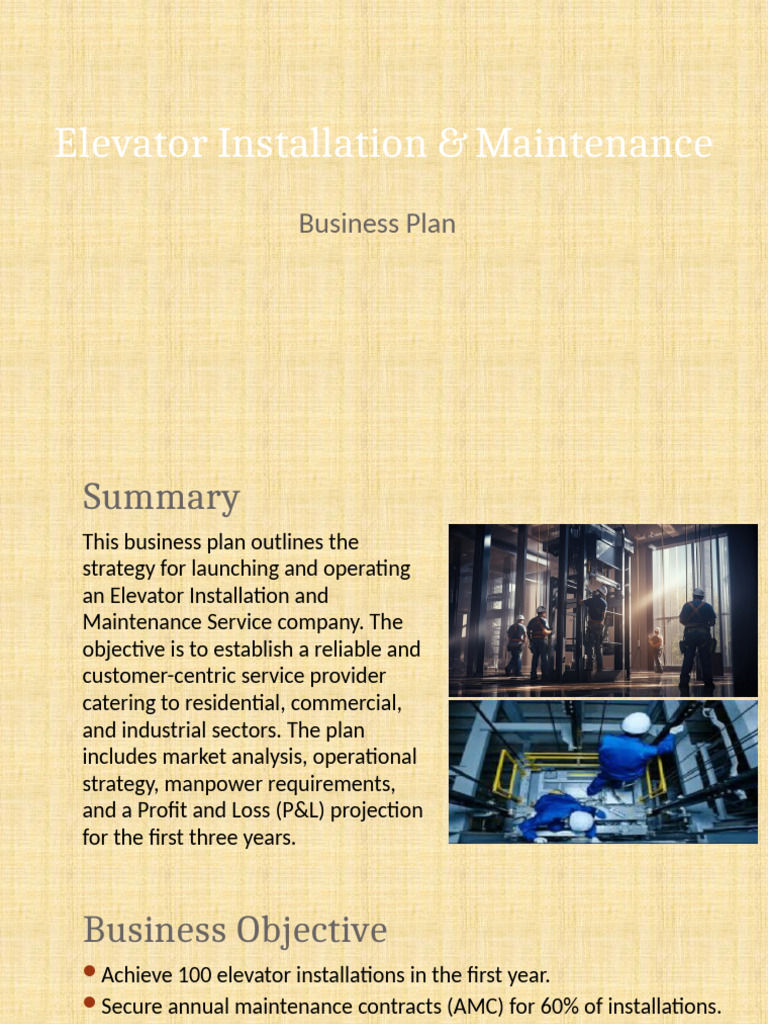 Elevator Installation & Maintenance Plan | PDF | Income Statement ...
