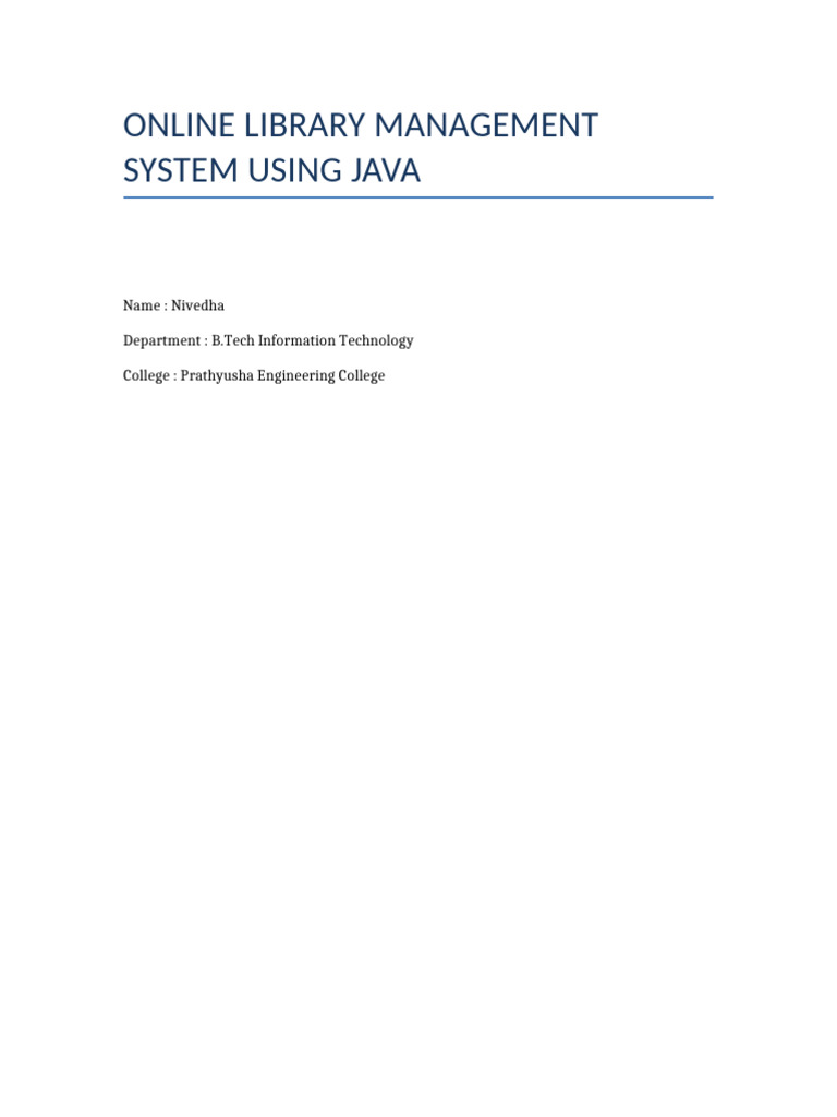 Online Library Management System Report Nivedha | PDF | Libraries | Databases