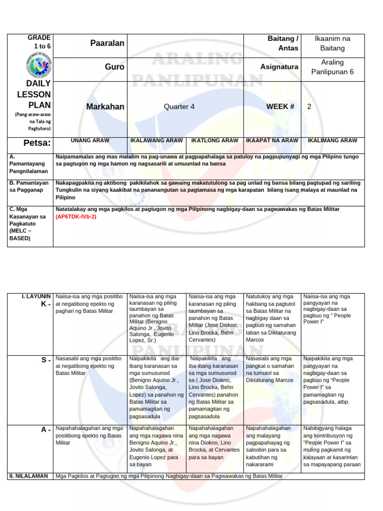 Ap6 DLP Q4 Week2 | PDF