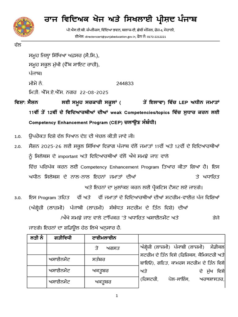 LETTER CEP 11th and 12th Phase-1 | PDF