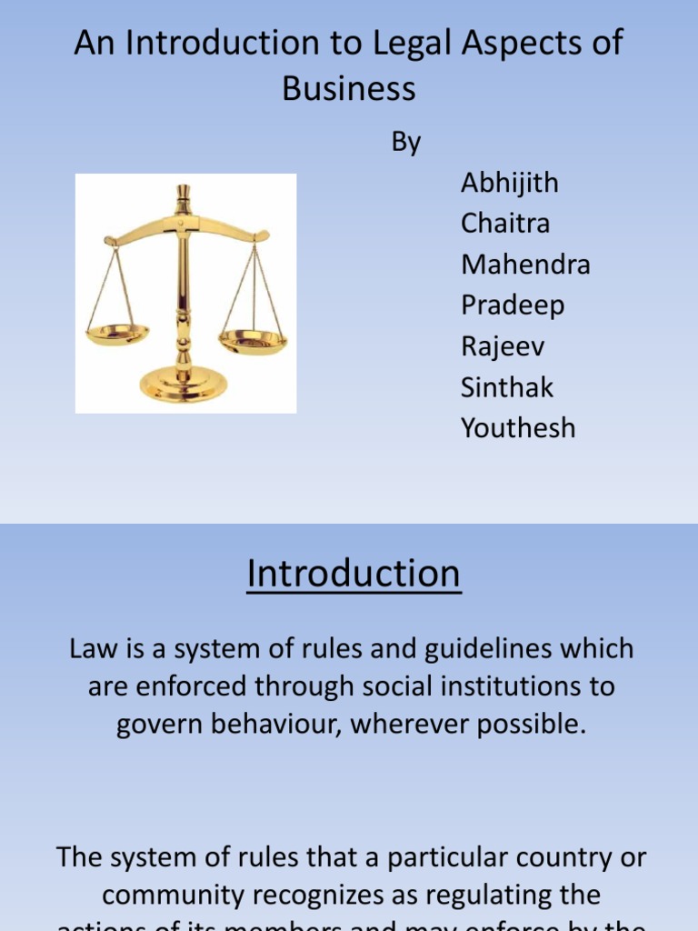 An Introduction To Legal Aspects of Business: by Abhijith Chaitra ...
