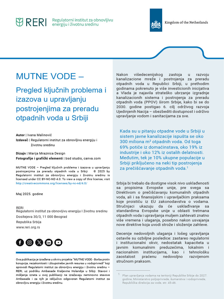 MUTNE VODE - Pregled Kljucnih Problema I Izazova U Upravljanju Postrojenjima Za Preradu Otpadnih ...