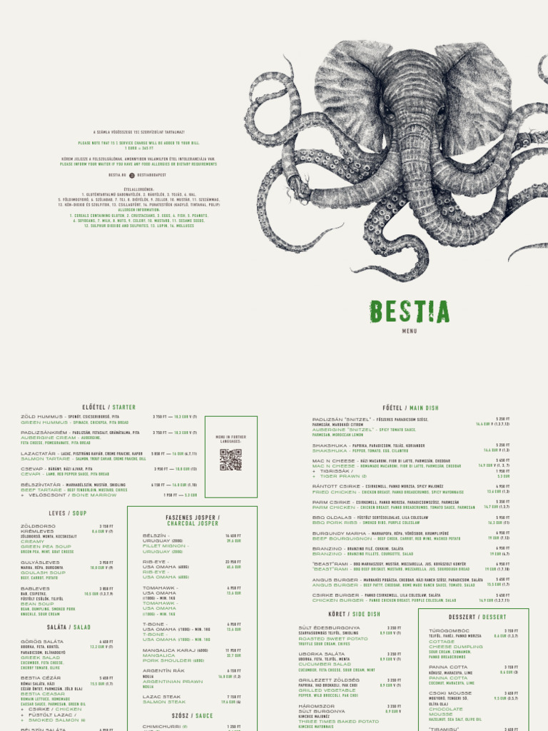 Menu do Restaurante Bestia | PDF