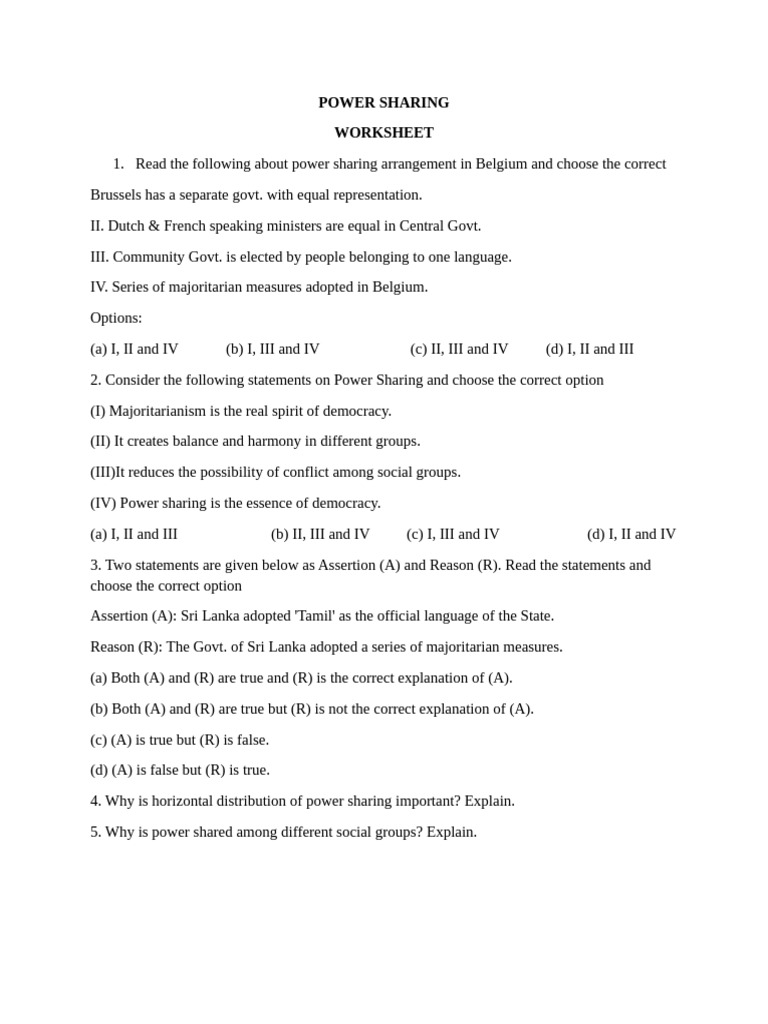 Power Sharing Concepts and Examples | PDF