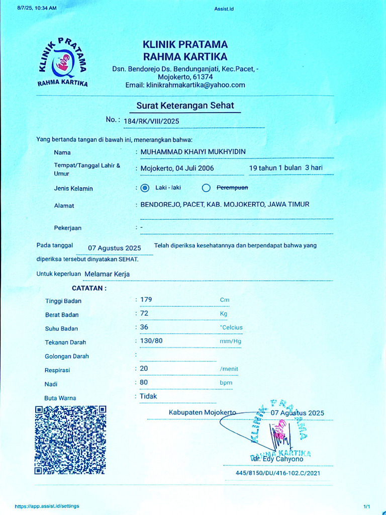 Surat Sehat Dokter | PDF